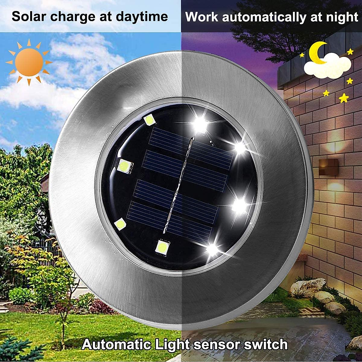 Solar Ground Lights, Waterproof Solar Garden Lights, Upgraded Outdoor Garden Waterproof Bright in-Ground Lights, Landscape Lights for Pathway,Yard,Deck,Lawn,Patio,Walkway (16 Pack White Light)