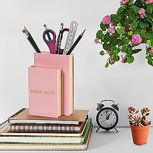 Home Decor Book Shaped Decorative Vase,Resin Vases for Home Decor,nique Home,Bedroom,Office Accent,Bookshelf Unique Vase Book Lover (Pink)