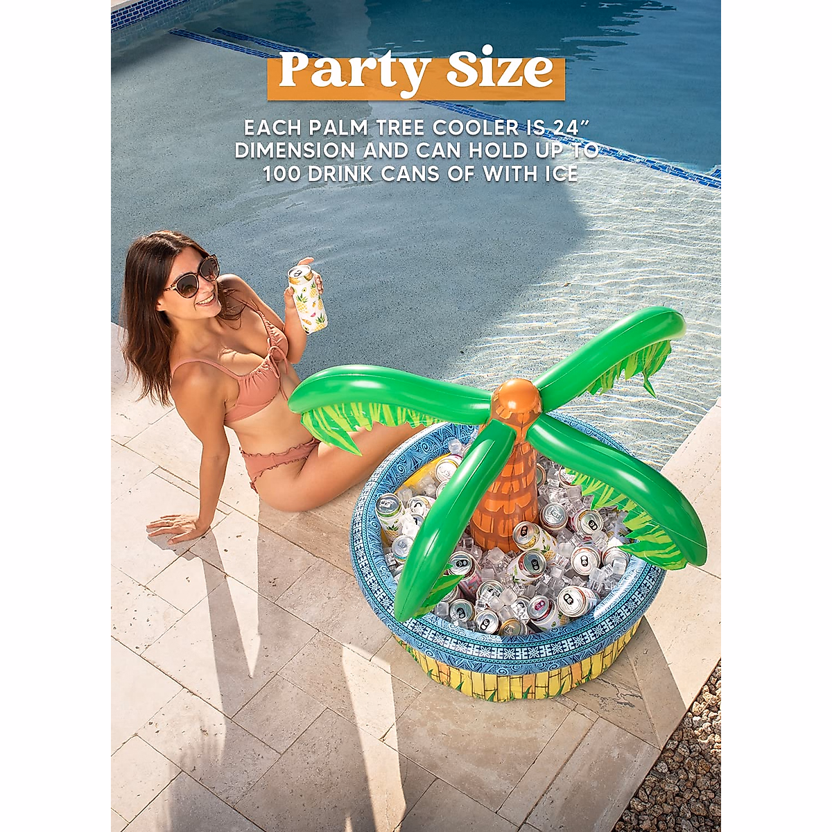 JOYIN 28” Inflatable Palm Tree Cooler, Luau Hawaiian Tropical Beach Themed Party Decorations, Blow Up Palm Trees Cooler Outdoor Party Supplies, Kids Adults Birthday Party Décor