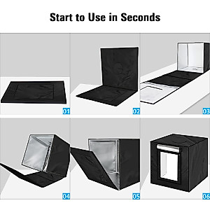 Photo Box 16"/40cm Photo Studio Light Box Portable Photography Shooting Tent with LED Lights, Dimmable Table Top Light Tent with 6 Color Backdrops for Jewellery, Food, Bags, Shoes