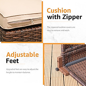 Patiorama 2-Piece Patio Furniture Sofa Set, Outdoor Sectional Sofa, All-Weather Brown PE Wicker Rattan Conversation Set, Outdoor Loveseat, Patio Seating for Balcony Garden Pool (Beige Cushion)