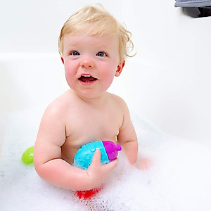 Sassy Light Up Buoy, Boats, Shower Ball & Ez Squeezies Bath Toys 7Piece Set - Ages 6+ Months (Pack of 2)