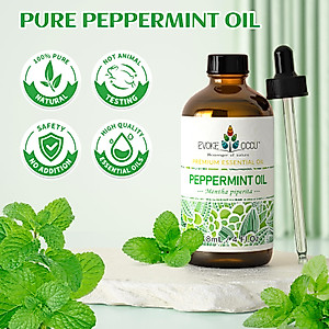 EVOKE OCCU Peppermint Oil 4 Fl Oz, Pure Peppermint Essential Oil for Hair, Skin, Diffuser - 118ml