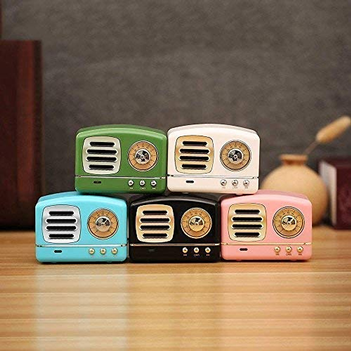 Dosmix Wireless Stereo Retro Speakers, Portable Bluetooth Vintage Speakers with Powerful Sound, Answering Calls, Alexa Support, TF Card, AUX for Kitchen Bedrooms Party Outdoor Android iOS White