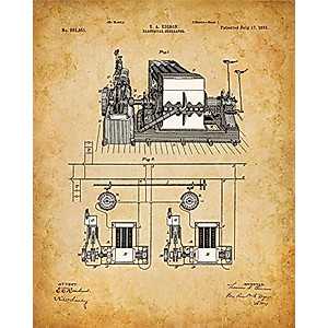 Original Thomas Edison Patent Prints - Set of Four Photos (8x10) Unframed - Makes a Great Home or Office Decor and Gift Under $20 for Inventors