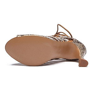 AOQUNFS Women's Latin Dance Shoes Sexy Lace-up Peep Toe Practice Dancing Shoes,Gold-7.5-L552,US 8.5