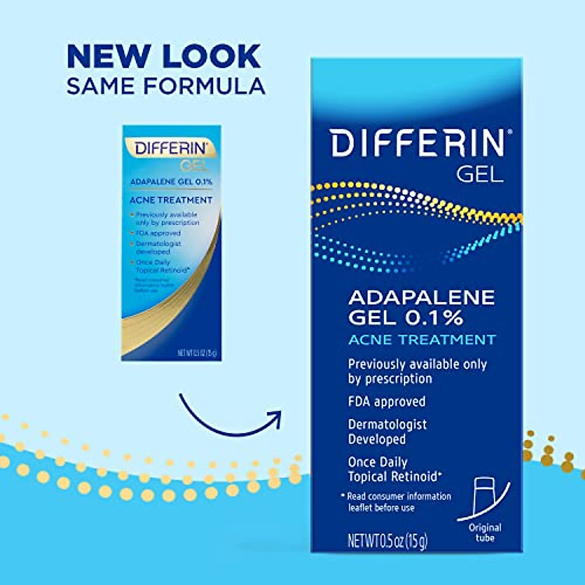 Differin Acne Treatment Gel, 60 Day Supply, Retinoid Treatment for Face with 0.1% Adapalene, Gentle Skin Care for Acne Prone Sensitive Skin, 15g Tube (Pack of 2) (Packaging May Vary)