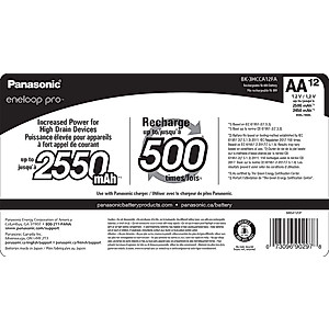 Eneloop Panasonic Pro Ni-MH AA Batteries BK-3HCCA12FA 12pk & Ni-MH AAA Batteries BK-4HCCA4BA 1.2V 4pk Rechargeable