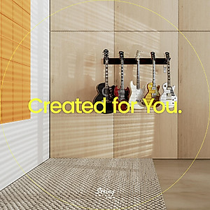 String Swing Guitar Wall Rack - Multiple Guitar Wall Mount - Guitar Organizer for Acoustic & Electric Guitars - 5 Padded Arm Hangers & Copper Slatwall Rail - Wall Mount Guitar Rack - MADE IN USA