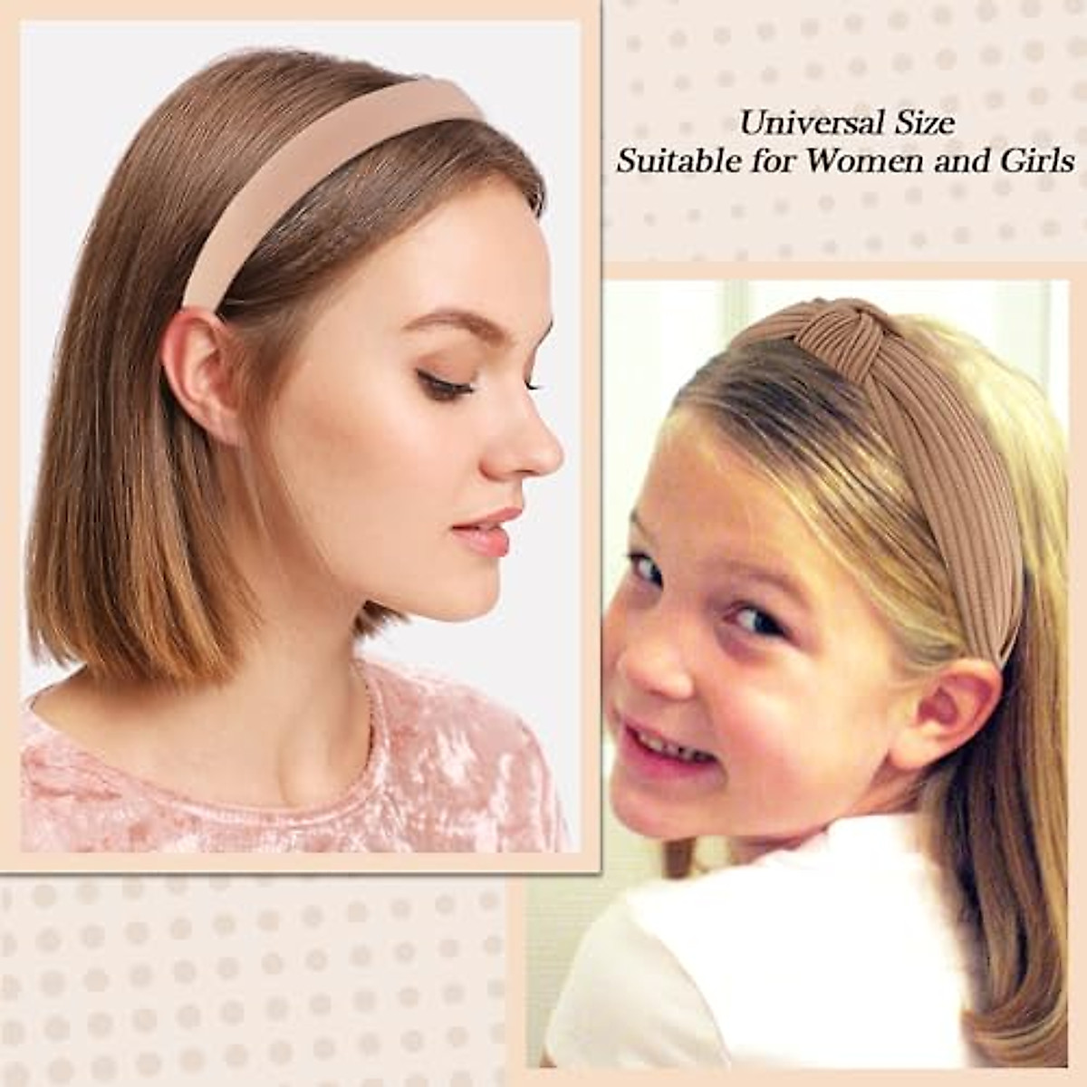 AHONEY 7 Pack Headbands for Women Girls Headbands Trendy Non Slip Hairbands Cute Hair Accessories Multi-style Headband Pack Diademas Para Mujer (Neutral)