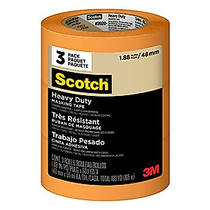 Scotch 2020+-48EP3 Heavy Duty Masking Tape, 1.88" Width, Orange
