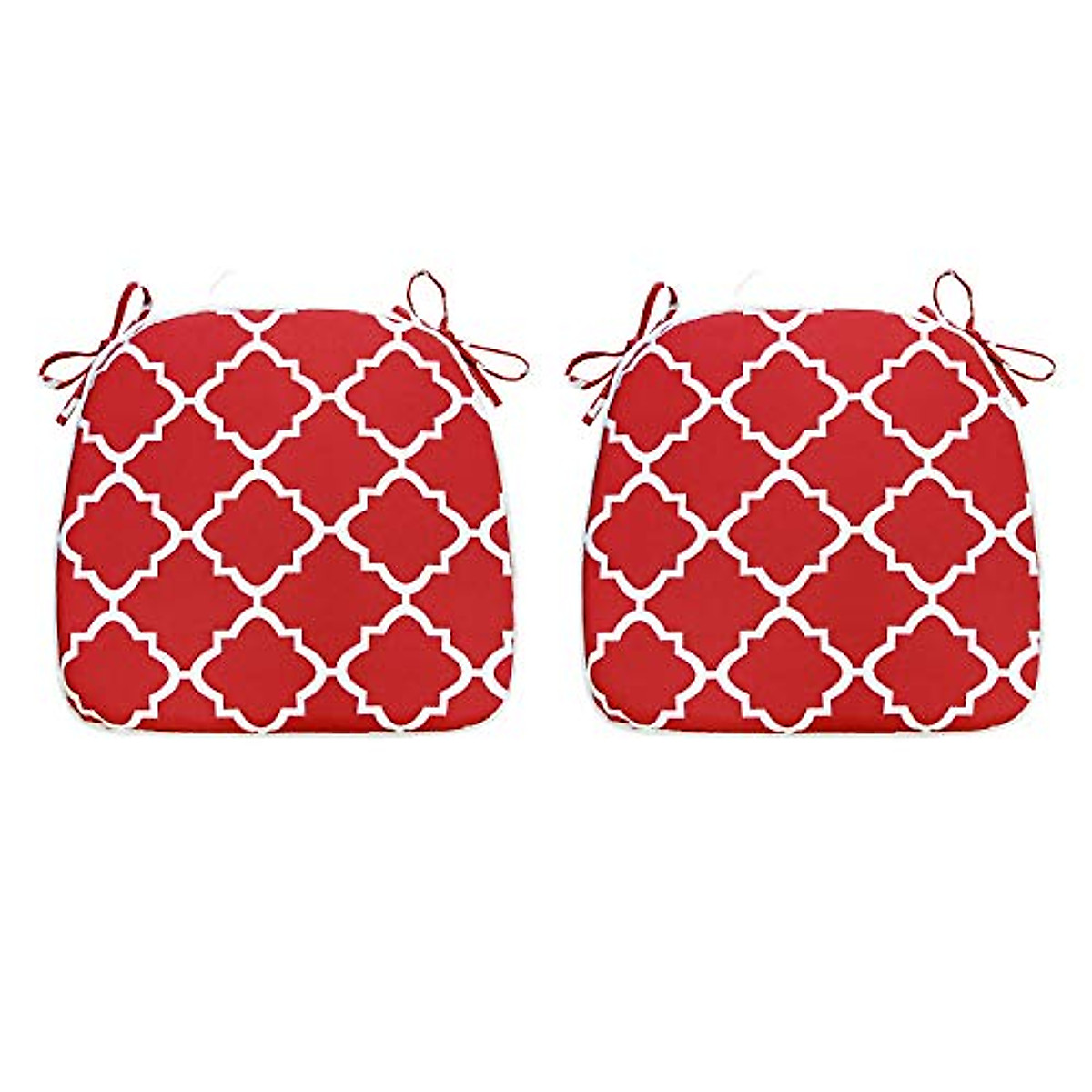 FBTS Prime Outdoor Seat Cushions Set of 2 Patio Chair Cushions with Ties 16x17 Inch Red Geometry U-Shape Chair Pads for Outdoor Patio Furniture Garden Home Office