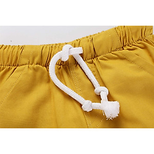 HILEELANG Baby Boys' Shorts 2-Pack Chino Short Summer Cotton Casual Pants with Pockets Yellow Green 2t