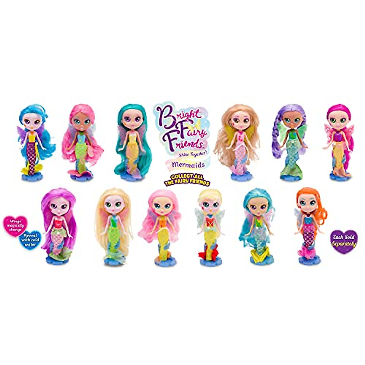 Bright Fairy Friends BFF Mermaid Doll with Color Change Wings, 4 Surprise Mermaid Accessories, Motion Activated Light up Jar, Ideal Nightlight for Kids, Gifts for Kids 3 Years and Older