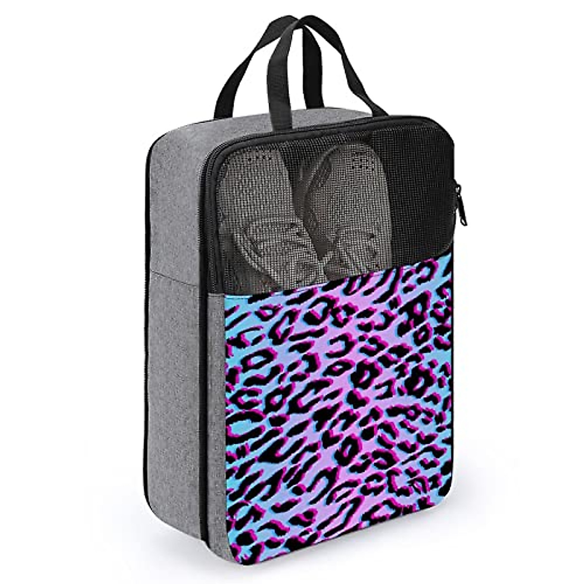Frcavbin Vibrant Pop Leopard Print Travel Shoe Bag Shoes Carrier with Handle and Zipper Foldable Shoe Puches Organizer for Home storage School starts