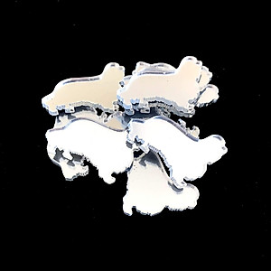 Super Cool Creations King Charles Dog Standing Shaped Crafting Mirrors, Set of 10, Many Colours, Shatterproof Acrylic, Black, Pack of 10 x 6cm