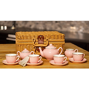 Children's Porcelain Play Tea Set - 13pcs, Light Pink