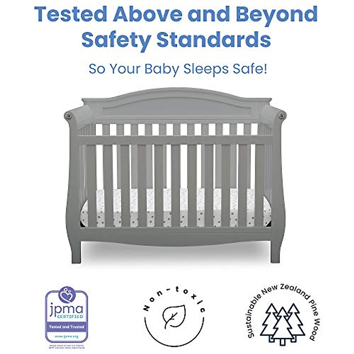 Delta Children Lancaster 4-in-1 Convertible Baby Crib, Grey