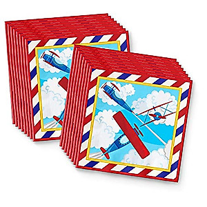Airplane Birthday Party Supplies Set Plates Napkins Cups Tableware Kit for 16