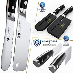 Dalstrong The Gladiator Series Elite 4-Piece Charcuterie & Cheese Knife Set Bundled with The Lionswood End-Grain Teak Cutting & Serving Board