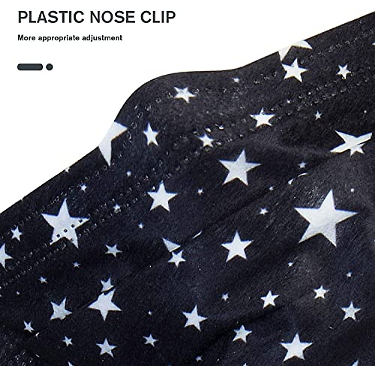100 Pack Stars Individually Wrapped Disposable Face Mask, 3-Ply Non-woven Pattern Breathable Protective Face Masks,Black and White Disposable Mask，Product Mouth and Nose Cover for Adults
