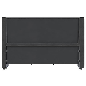 Jocisland Queen Bed Frame Upholstered Bed Wingback Headboard Velvet Tufted Diamond Button/No Box Spring Needed/Easy Assembly/Gray