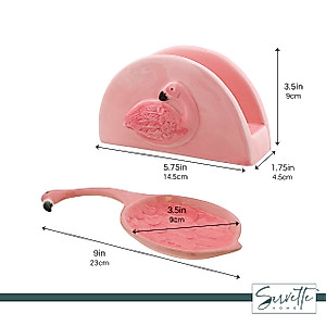 Ceramic Flamingo Standing Napkin Holder & Flamingo Spoon Rest