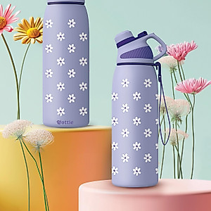 Ottle Reef Roamer Stainless Steel Water Bottle - 34 oz Insulated Flask with Leak Proof Lid, BPA free & Carry Handle - Hot & Cold Gym Water Bottle for Travel, Camping & Sports - Daisy Love