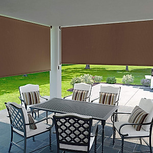 Coolaroo Exterior Roller Shade, Cordless Roller Shade with 90% UV Protection, No Valance, (6' W X 6' L), Mocha