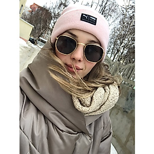 PORADAY Hexagonal Polarized Sunglasses for Women Men Vintage Square Metal Sun Glasses Geometric Shades (Gold/Gray)