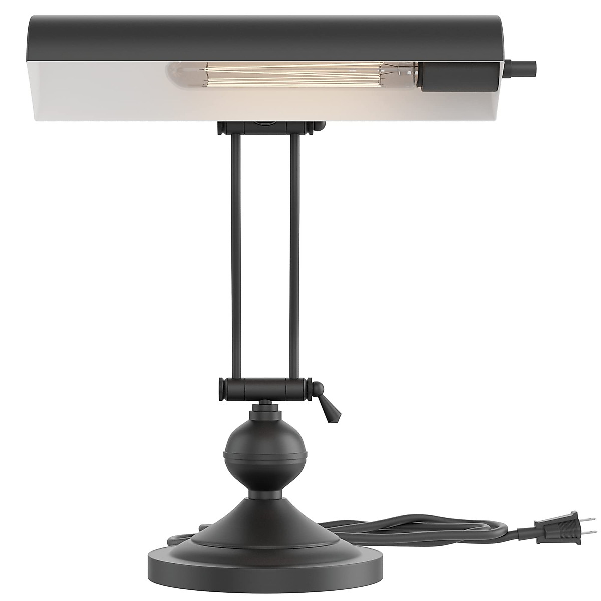 Home Intuition Classic Antique Retro Adjustable Leaning Piano Lamp Banker Desk Light (Matte Black)