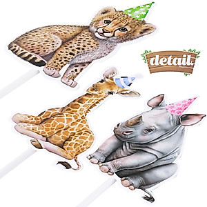 CANDY CHEF Safari Animal Cupcake Toppers, 24Pcs, Jungle Themed Decorations for Baby Shower Supplies