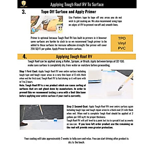Tough Tech Coatings Roof RV Sealant Coating kit - Permanent RV Roof Waterproofing Kit - for All RVs, and Trailers Surfaces - 200 SQ FT Coverage - 87% Solar Reflective - 4 Gal Kit White