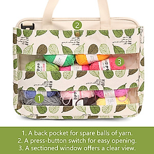 Lavievert Knitting Tote Bag Yarn Storage Bag for Carrying Projects, Knitting Needles, Crochet Hooks and Other Accessories