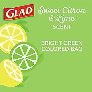 Glad Small Kitchen Drawstring Trash Bags – 4 Gallon Green Trash Bag Febreze , Sweet Citron & Lime, 80 Count (Package May Vary)