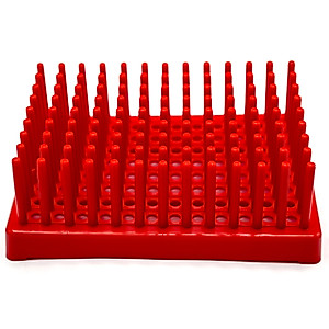 EISCO Red Plastic Test Tube Peg Drying Rack Holds 96 13mm Test Tubes Labs