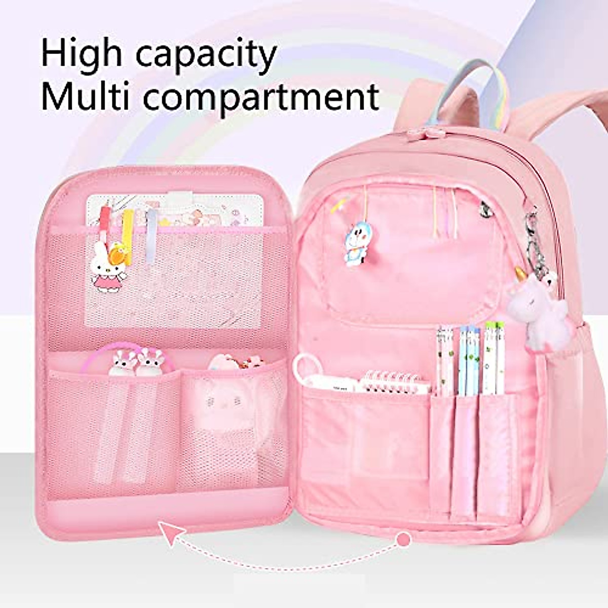 Girls Pink-Backpacks 17" Laptop Cute Bags Casual Travel Backpack For Women backpacks for girls