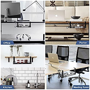 Cable Management Tray Under Desk, Wire Management Rack, Under Desk Cord Organizer No Drill, Adjustable and Removable Desks Cable Rack Tray for Office Parlor Kitchen