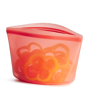 Stasher Premium Silicone Reusable Food Storage Bag, Red | Microwave, Sous Vide, Dishwasher, Oven and Freezer Safe | BPA Free, Leak-free, Eco-friendly, 6-Cup Bowl