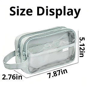 AuraGlor Clear Pencil Case Big Capacity Compartments Hold 100 Pens Large Pencil Pouch Pen Bag Box Holder Organizer Simple Storage Aesthetic Stationery Office Essentials (White)
