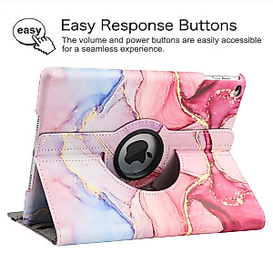 New Case for iPad 9.7 inch 2018 2017/ iPad Air 2 Case - 360 Degree Rotating Stand Protective Cover Smart Case with Auto Sleep/Wake for Apple iPad 5th/6th Generation (Marble Pink)
