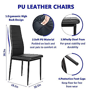 BAHOM 7 Piece Kitchen Dining Table Set for 6, Glass Dining Table and 6 Chairs PU Leather for Breakfast (2 Boxes)