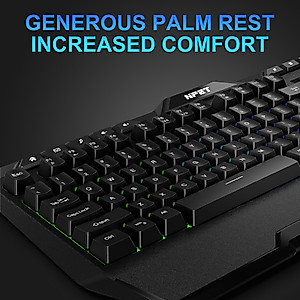 NPET K32 Wireless Gaming Keyboard RGB with Wrist Rest - Long-Lasting Rechargeable Battery - Quick and Quiet Typing - Water Resistant Backlit Wireless Keyboard for PC PS5 PS4 Xbox One Mac - Black