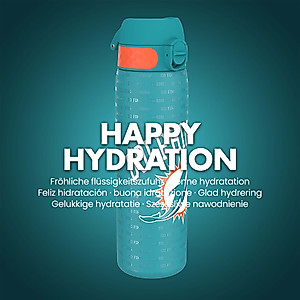Ion8 Leak Proof Slim Water Bottle, Stainless Steel, NFL Dolphins, 600ml (20oz)