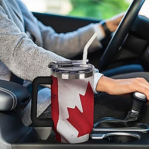 Canadian Flag 40 Oz Water Bottle, Stainless Steel Tumbler with Handle And Straw, Extra Large Insulated Tumbler, Flip Straw Tumblers for Sports, Work, Car, Travel And Weekends