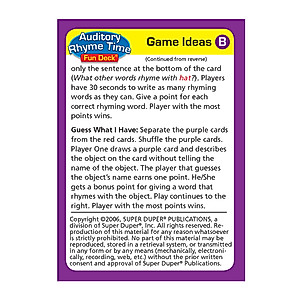 Super Duper Publications | Auditory Rhyme Time Fun Deck Flash Cards | Educational Learning Resource for Children
