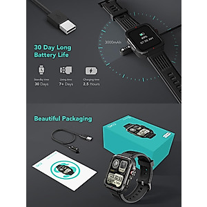 SKG R8 Military Smart Watches for Men (Answer/Make Call) Alexa Built-in, 1.8'' Rugged Bluetooth Tactical Smartwatch for Android iPhone, IP68 Waterproof Fitness Tracker Heart Rate Monitor, 2023 New