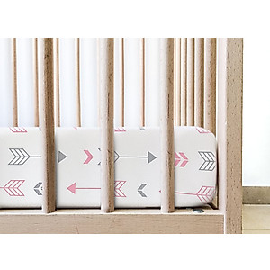 Stretchy Fitted Pack n Play Playard Sheet Set BROLEX 2 Pack Portable Mini Crib Sheets,Convertible Playard Mattress Cover,Ultra Soft Material,Pink White Arrow