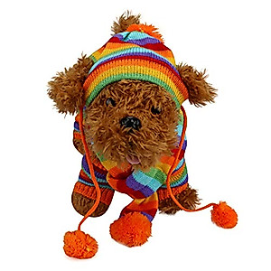POPETPOP Dog Costume Towel Set 6Pcs s Hat Scarf Leg Warmers Set - Winter Warm Small Dogs Striped Knitted Clothes for Puppy Dogs Cats Towel Sets Dog Christmas Scarf