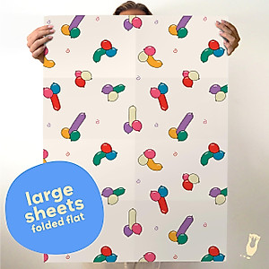Funny Rude Gift Wrap Wrapping Paper Sheets for Best Friend Birthday, Women & Bachelorette Party, Willy Willies Balls (Ballooning Boys)